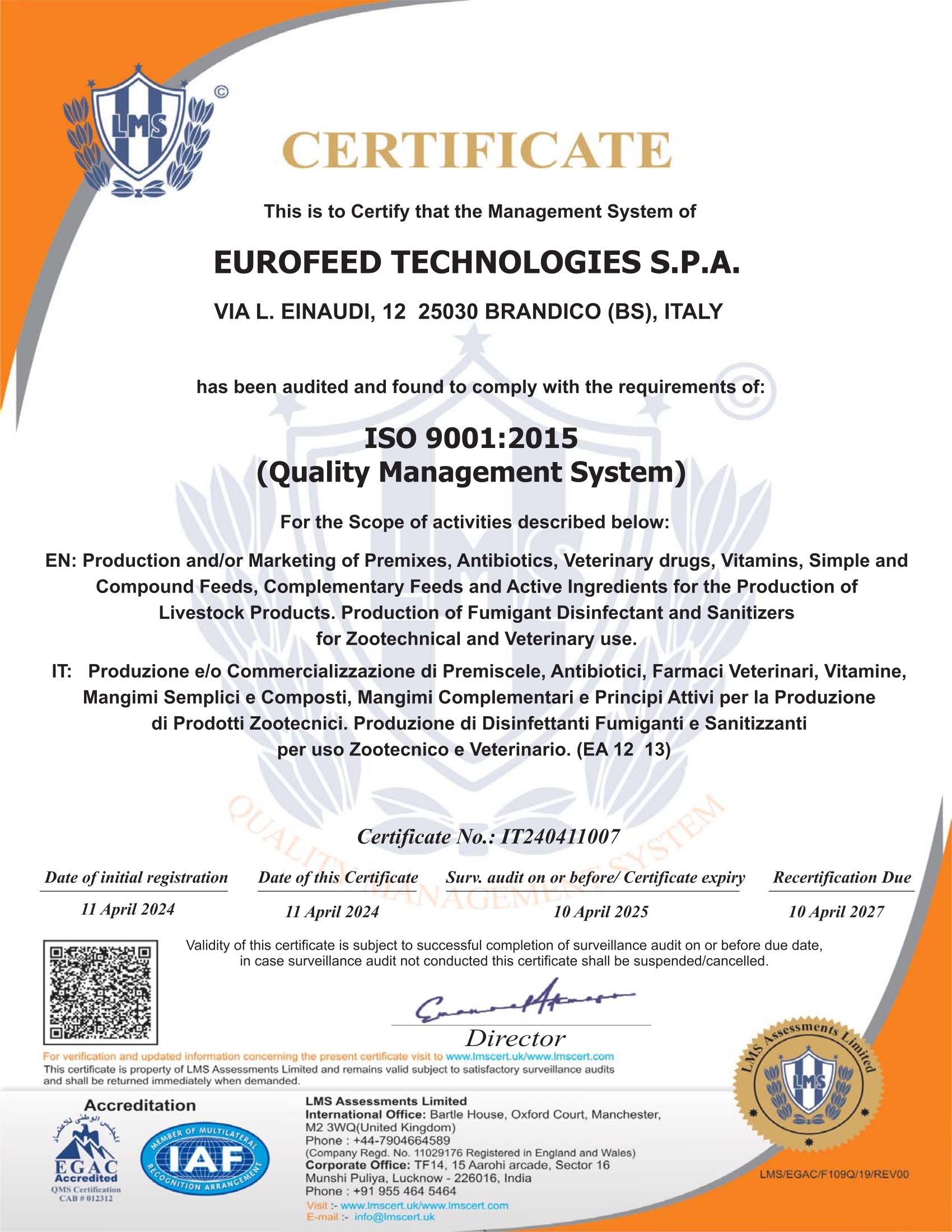 Certifications – Eurofeed